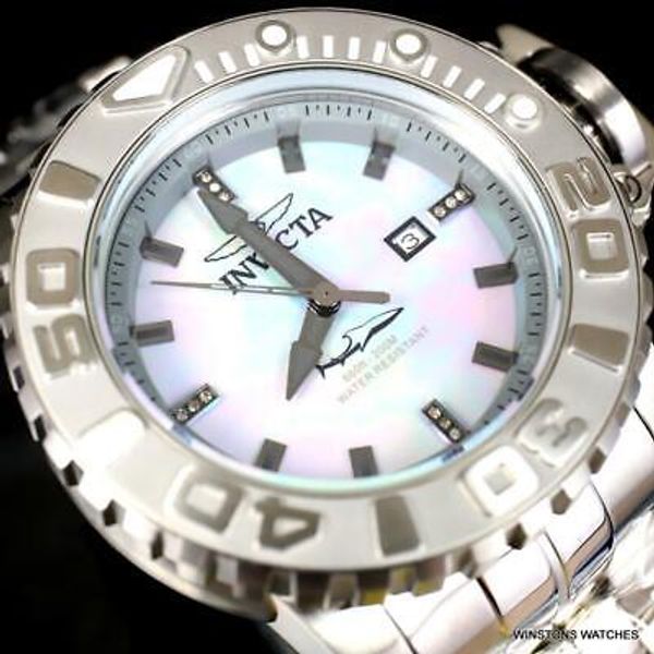 Invicta Sea Hunter Gen II Platinum MOP Steel Automatic Diamond 58mm ...