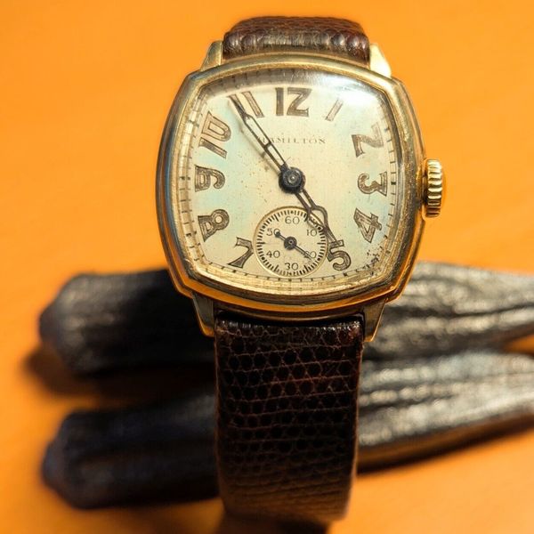 Antique 1920s Hamilton 987-F Art Deco Men's Watch 14K GF Running ...