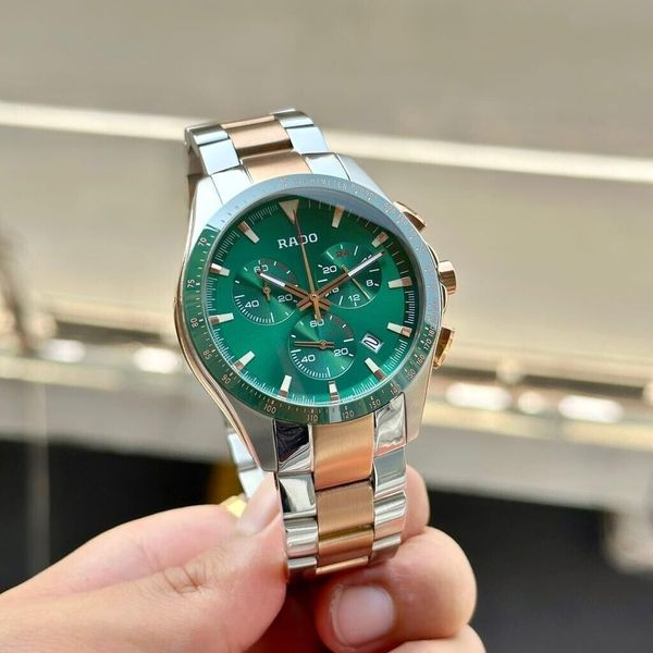 Rado Chronograph First Mastercopy Swiss Made Two-Tone 44mm Green Dial ...