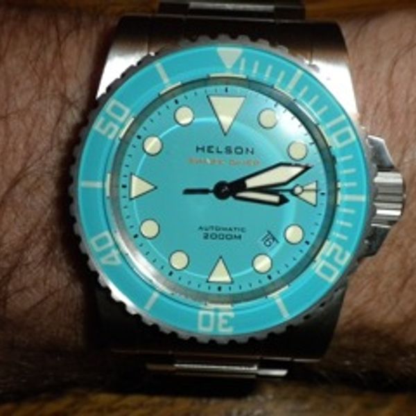FS: Helson Shark Diver Stainless steel Turquoise Dial C3 Sapphire bezel ...