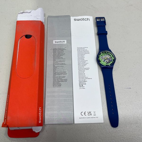 Swatch Green Anatomy Quartz Watch w/ Dark Blue Strap SUON147 - USED ...