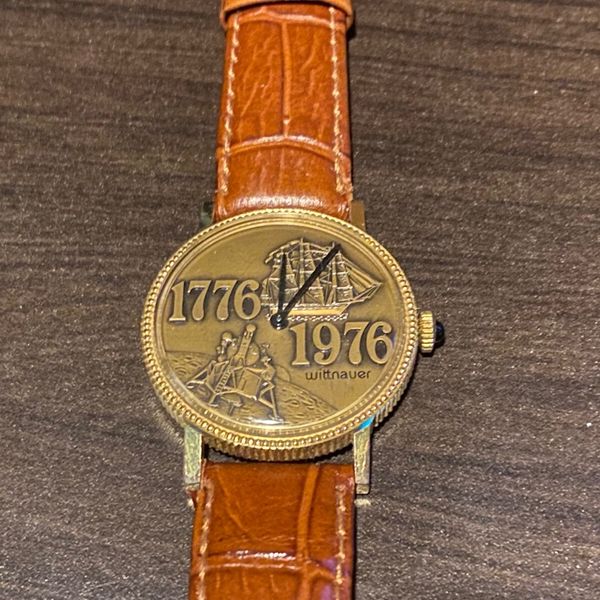 RARE WITTNAUER Men's Vintage 1776 1976 BICENTENIAL GOLD COIN BASE WATCH ...