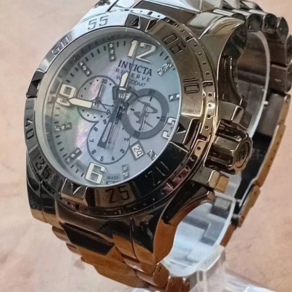 Invicta mens watch, Swiss made 50mm Chronograph, 200m wr, MOP dial ...