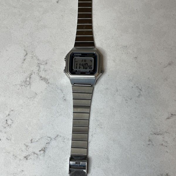 Casio Digital Watch Men 39mm Silver Tone Day Date 3454 B650W ...