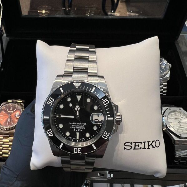 Seiko Panda Black Sub 40mm Datejust Custom Watch Mod NH35 Automatic ...