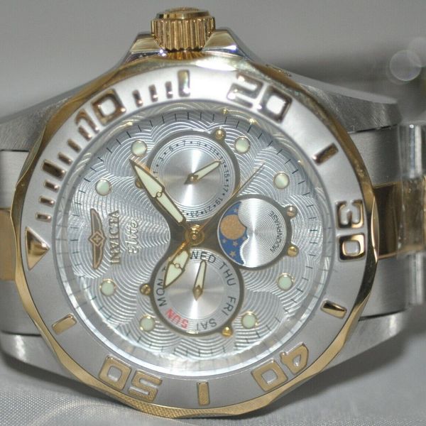 Invicta Men's Signature Elite Moonphase Silver Dial Two Tone Steel ...