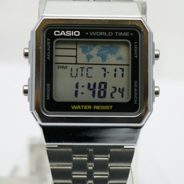 Casio World Time Digital Stainless Watch A500WE 3437 Vintage Retro Men ...