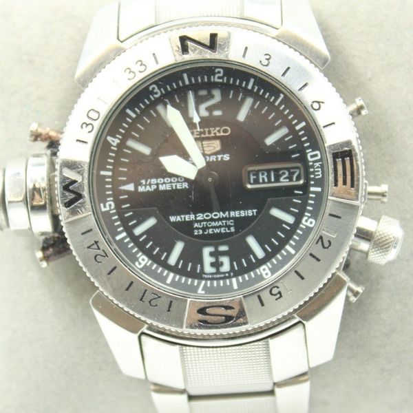 SEIKO 5 Sports 7S36-02K0 Map Meter 1/50000 Day/Date Automatic ...