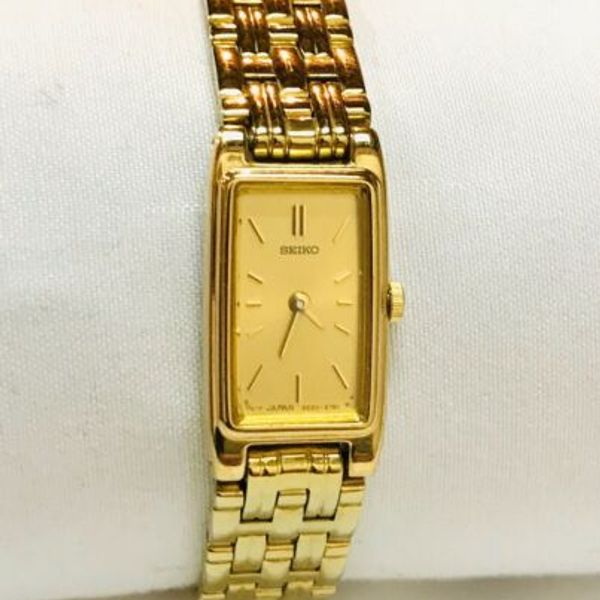 SEIKO 2E20-7021 WOMEN'S GOLDTONE QUARTZ WATCH NEW BATTERY LOT 012 ...