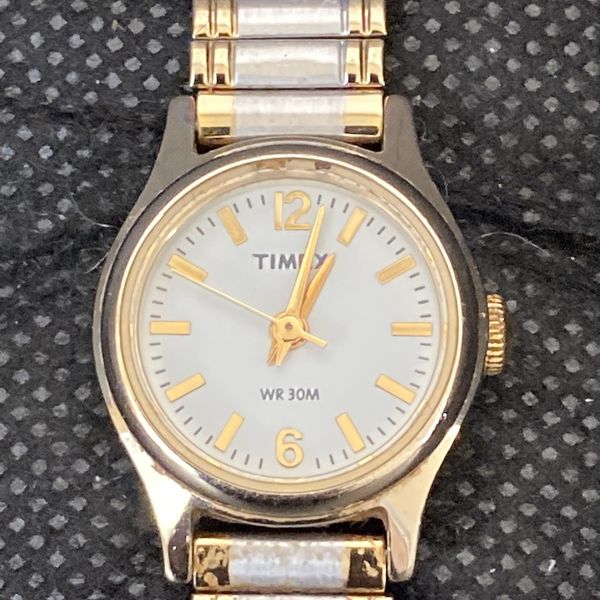Timex Easy Reader Quartz White Dial Ladies Watch Gold Silver Tone ...
