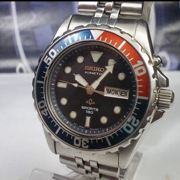 SEIKO KINETIC SPORTS 150 DAY/DATE MEN'S WATCH 5M23-6B50, PEPSI (SN ...