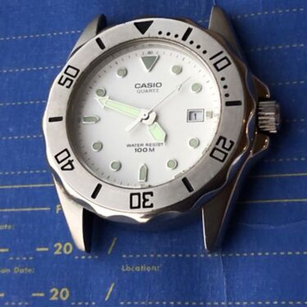 Vintage CASIO 1346 MTD-1008 Mens Watch RARE White Dial NEW BATTERY ...