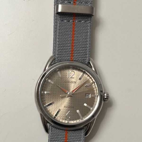 Citizen Eco-Drive Solar Powered watch Silver with Orange hand ...