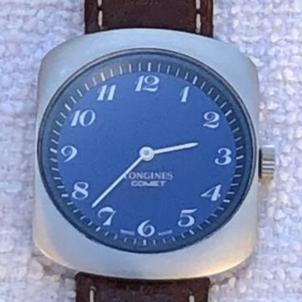 Men's Vintage Longines Comet Swiss 34mm Blue Dial Stainless Steel Watch ...