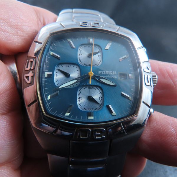 All Steel Fossil Blue Chronograph Quartz Men Watch | WatchCharts ...