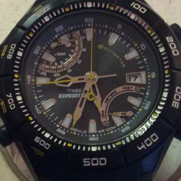 Timex Expedition E-Altimeter Indiglo Black Rubber Watch T49795 ...