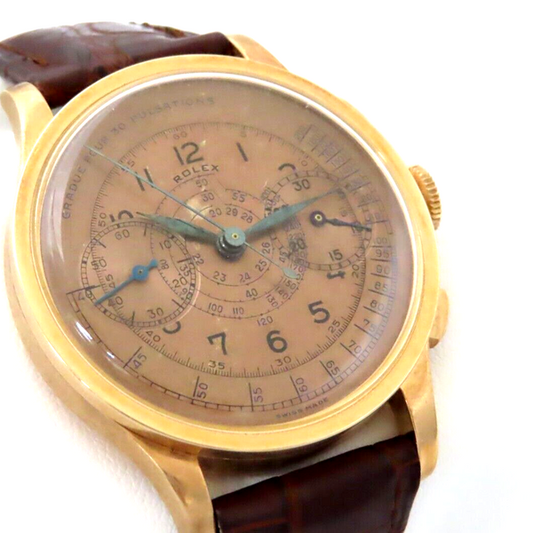 ROLEX VINTAGE CHRONOGRAPH REF2508 ROSE 18K GOLD 37MM RARE ORIGINAL ...