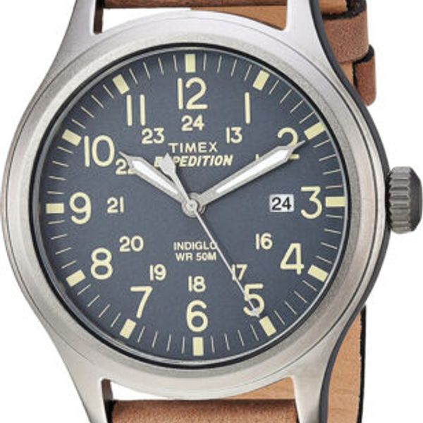 Timex Men's Expedition Scout 40 Stainless Steel/Brown Leather Watch ...