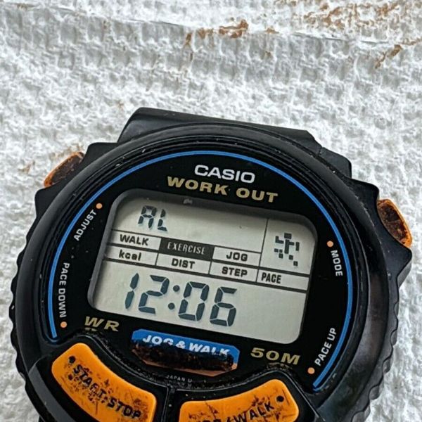 Casio JC-10 Work Out Watch 1990 (RUNS-FOR PARTS) CASE BUSTED ...
