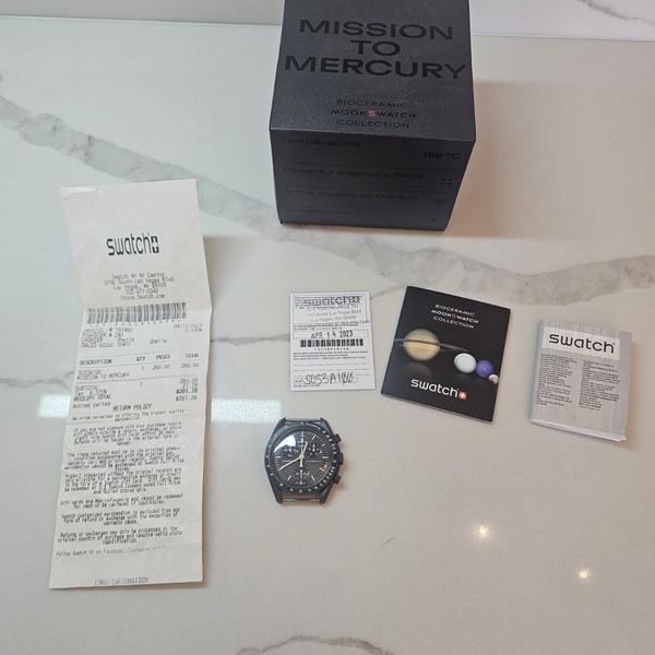 Omega X Swatch Moonswatch Mission To Mercury Watch with Reciept No ...