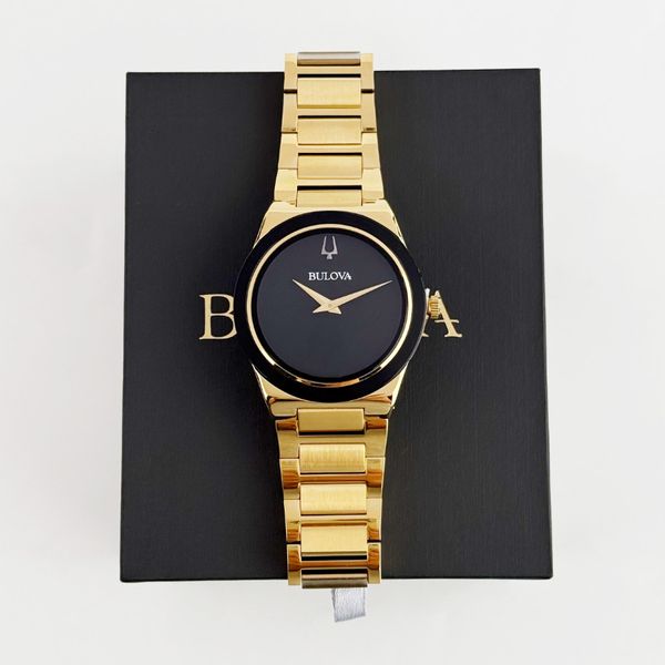 Bulova 97A183 Modern Millennia Minimalism Men's watch Black Dial Gold ...
