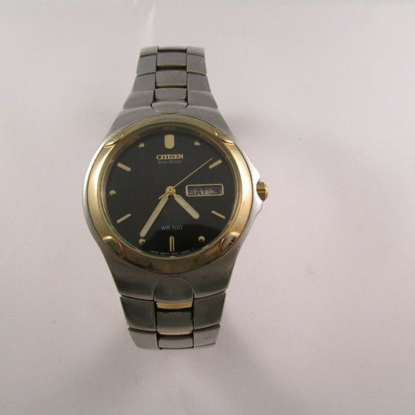 CITIZEN Eco-Drive WR100 Men's Two Tone Watch Day/Date E101-K17543 HSB ...