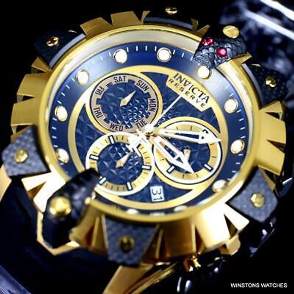 Invicta Reserve Venom Viper Swiss Mvt Chrono Gold Plated 52mm Black Watch New | WatchCharts ...