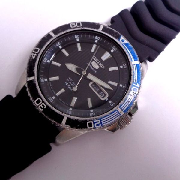 Seiko 5 Sporst Mens Watch Day & Date Black Dial 4R36-03J0 Transparent ...