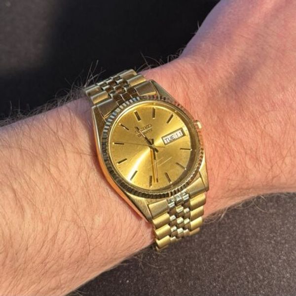 Vintage Seiko 7N43-8111 Quartz Day/Date Presidential Gold Fluted Dial 34mm RARE | WatchCharts ...