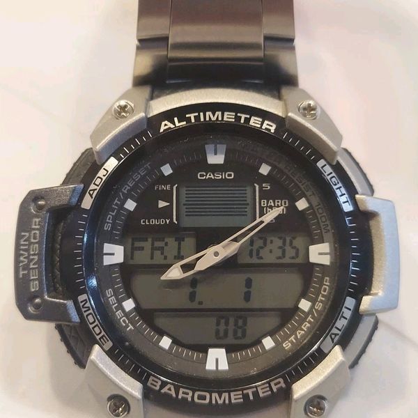 Rare Silver Casio SGW-400H 5176 Illuminator Altimeter Twin Sensor S ...