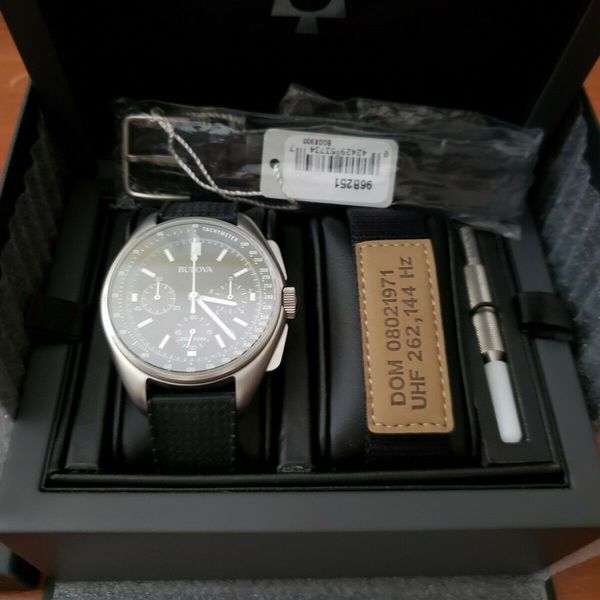 Bulova 96B251 Moon Apollo Lunar Pilot Special Edition Men Watch - Black ...