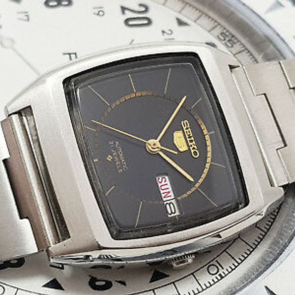 RARE Vintage Seiko 5 6319-5021 TV DIAL Automatic Black Dial 2 ...