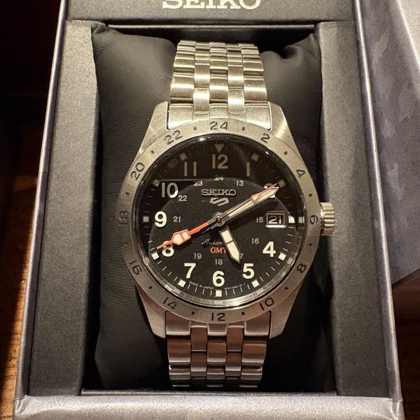 Seiko 5 Sports Field GMT Automatic Black Dial Stainless Steel Men's ...