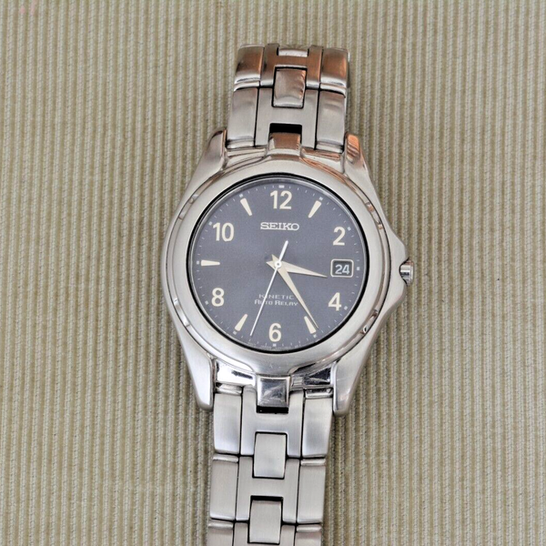 Vintage Seiko Kinetic Auto Relay automatic mens watch 5j22-OB69 ...