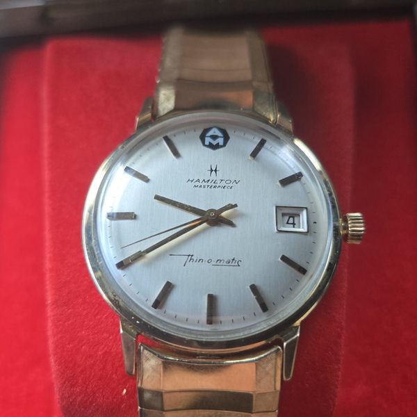 Hamilton Masterpiece Thin O Matic 10k Gold Filled Mens Award Watch 1971 ...