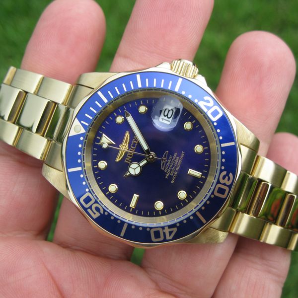 FS: Invicta 8930 Gold Plated Blue Dial Pro Diver NH35 Automatic Watch ...