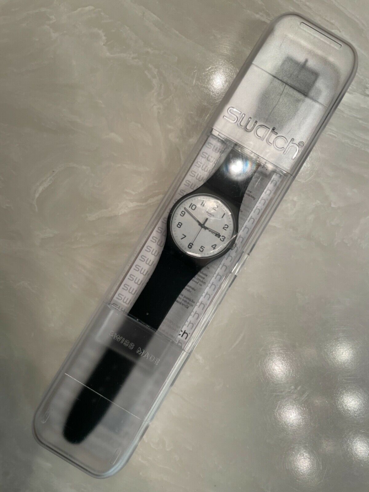 NEW. Swatch Men's Originals SUOB705 Black TWICE AGAIN Quartz Watch 42mm ...
