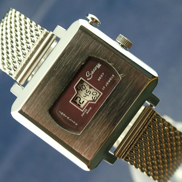 Vintage Secory Sexy Instalite Gents Jump Hour Swiss Watch Circa 1970s ...