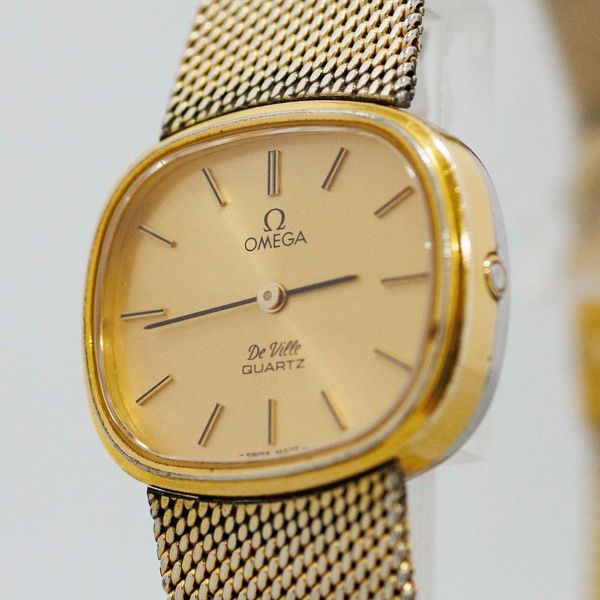 **NEAR MINT** Vintage OMEGA De Ville Cal.1353 Quartz Push Crown Gold ...