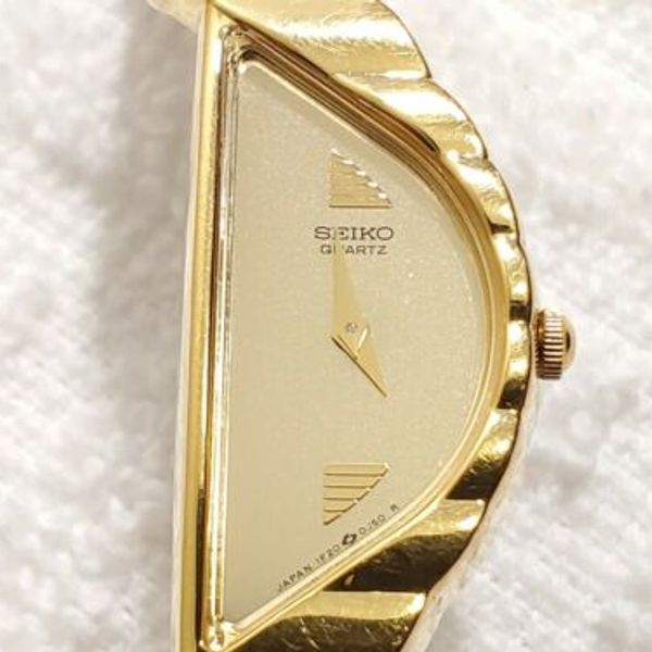 Vintage Seiko Half Moon Gold Tone Quartz Watch Semi Circle Shape Women's | WatchCharts Marketplace