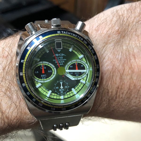 Aka Alba Bullhead Chronograph (Green Dial) $300.00 | WatchCharts