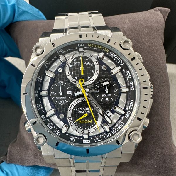 Bulova Men's Icon Chronograph Calendar Silver Stainless Steel Watch 46 ...