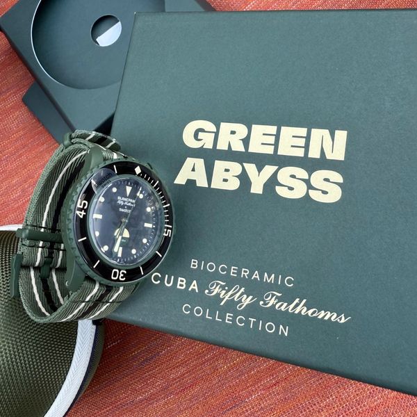 Swatch x Blancpain Fifty Fathoms Green Abyss Watch SO35G100 BRAND NEW ...