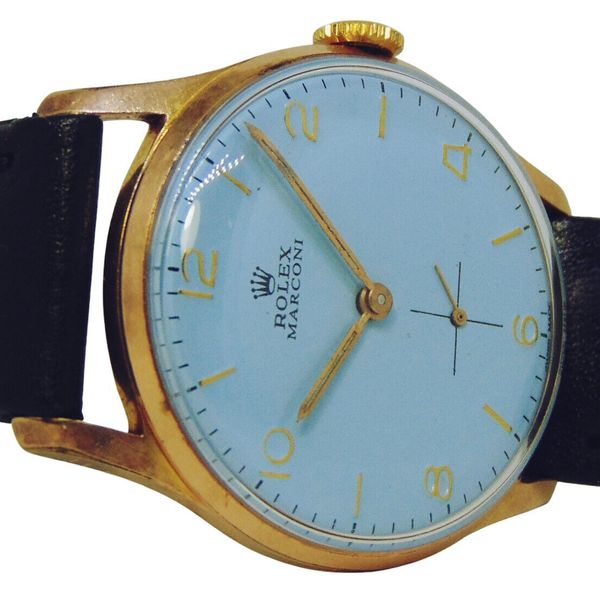 Vintage ROLEX Marconi Tiffany Blue textured dial 18k gold plated mens ...