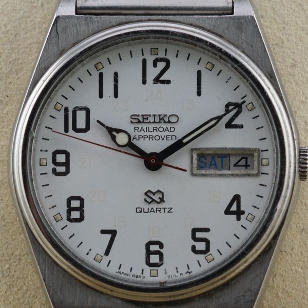Vintage Seiko Railroad Approved SQ Quartz Watch 6923-7039 Day/Date 35mm ...