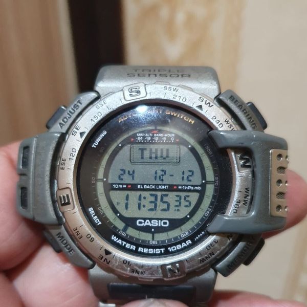 Vintage Casio Protrek 1471 PRT-411 Titanium Compass Digital Men's ...