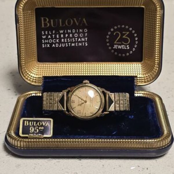 Vintage Bulova 23 Jewels Automatic Watch Sunburst Watch W/Case Watch ...