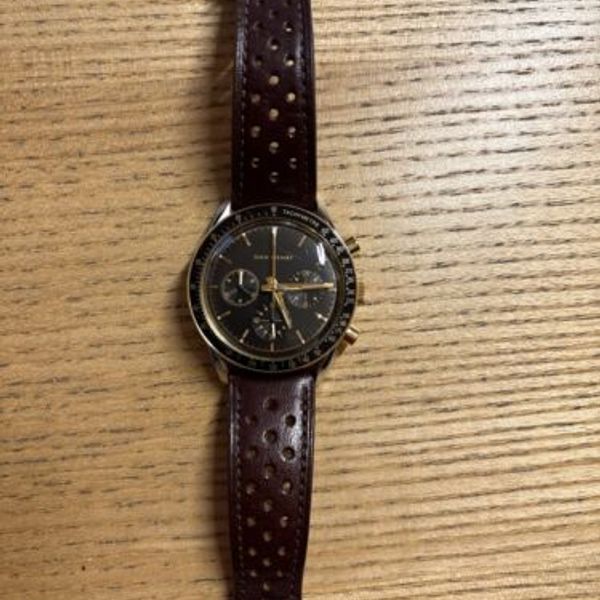 Dan Henry 1962 Quartz Racing Chronograph Watch 39mm Gilt Black Gold ...