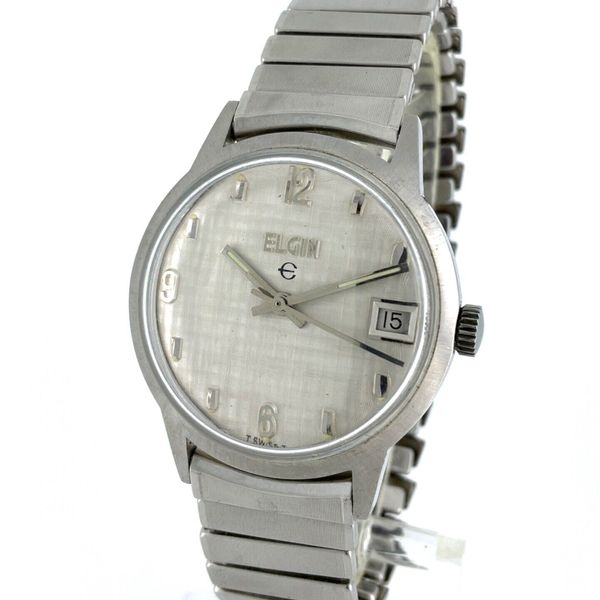Vintage Elgin Manual-Winding Stainless Steel Watch 33mm Date Silver ...