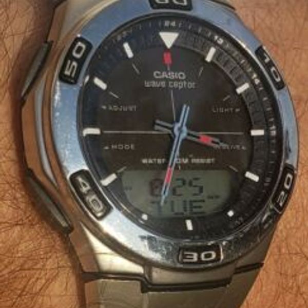 Vintage CASIO WAVECEPTOR ILLUMINATOR WORLD TIME 10BAR Men's Dive Watch ...
